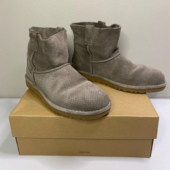 UGG | Shoes | Ugg Size 8 Classic Unlined Mini Perforated Boot Mole Taupe Tan Grey Lightweight ...
